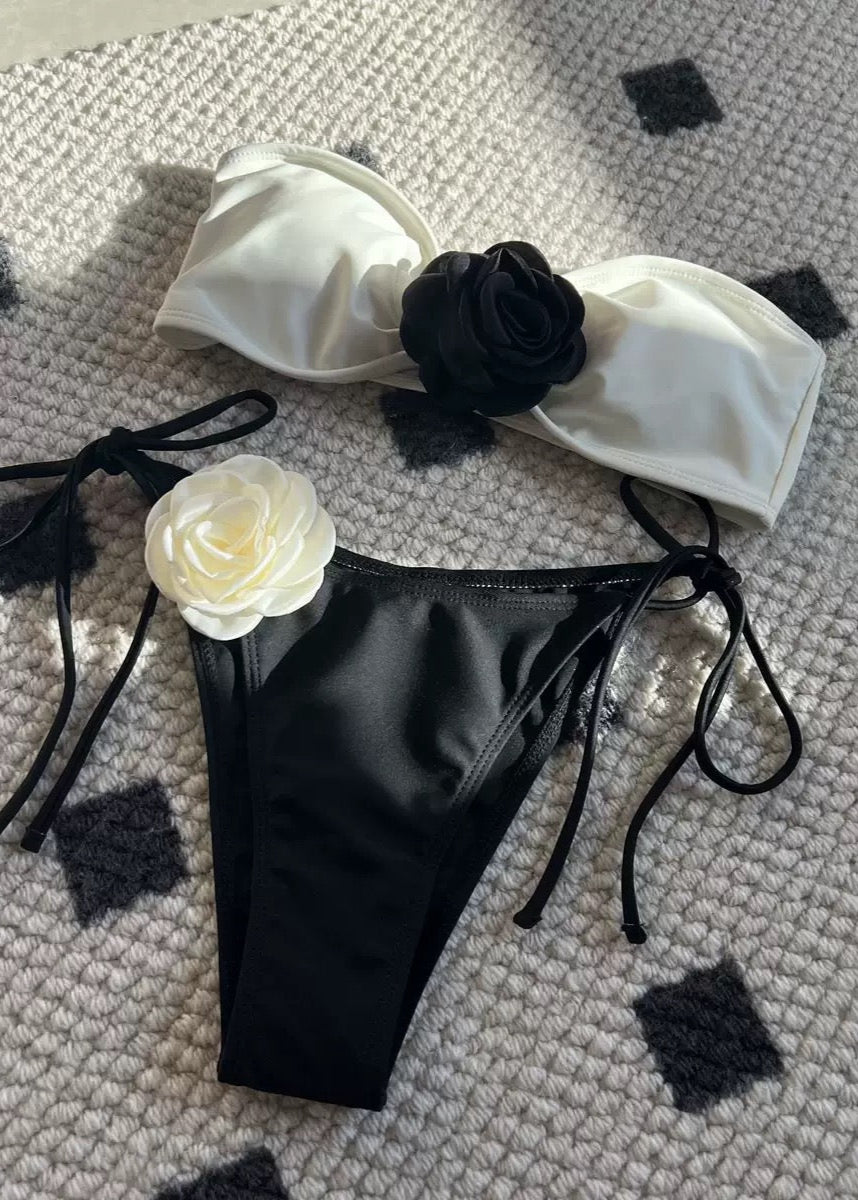 Valeria Rosette Bikini – Romantic Two-Tone Swim Set – Vanity Couture